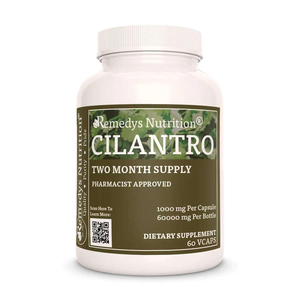 Cilantro | 1000 mg, 60 Vegan Capsules [Pure, Hand-Crafted Herbal ...